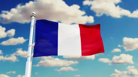 The French national flag fluttering in t... | Stock Video | Pond5