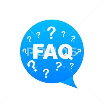 Frequently asked questions FAQ banner. Computer with question icons. Vector: Graphic #141955949