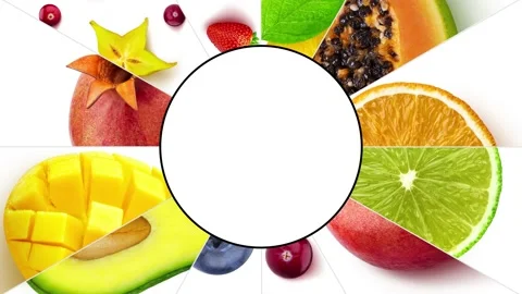fresh fruits clock animation circle logo... | Stock Video | Pond5