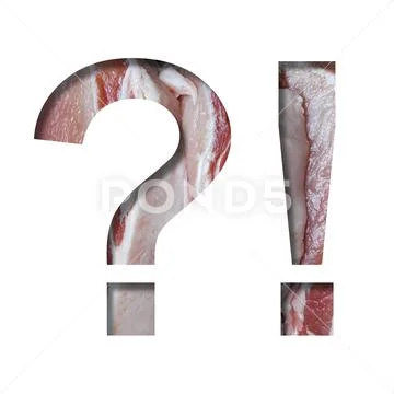 Fresh meat font. Exclamation and question marks cut out of paper on a ...