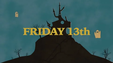 Friday 13th with castle and ghosts in ni... | Stock Video | Pond5