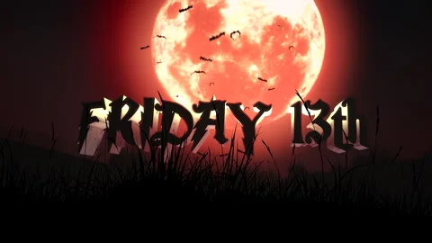 Friday 13th with flying bats and big red... | Stock Video | Pond5