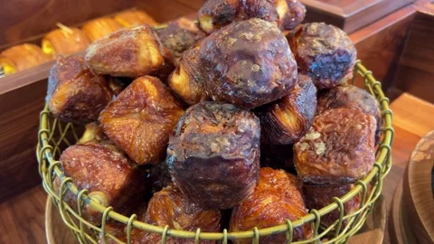 fried puff pastry buns in basket fatty u... | Stock Video | Pond5