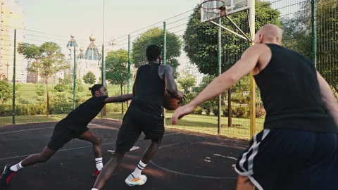 Friendly match on the basketball field, ... | Stock Video | Pond5