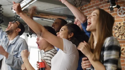 Friends shouting for sport competition | Stock Video | Pond5