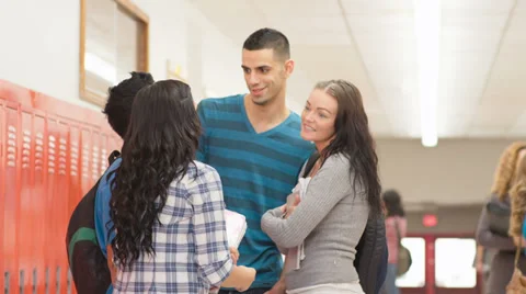 friends stand in the hallway before clas... | Stock Video | Pond5