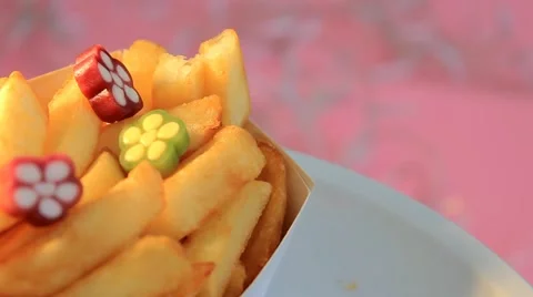 Fries - Pink Background - turning - Focu... | Stock Video | Pond5