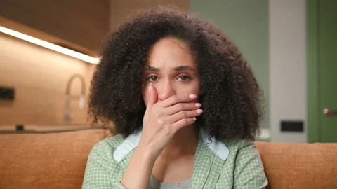 Frighted Woman Looking At Camera. Shocke... | Stock Video | Pond5