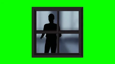 Frightened woman silhouette in window gr... | Stock Video | Pond5