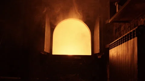 Frightening furnace with burning flame a... | Stock Video | Pond5