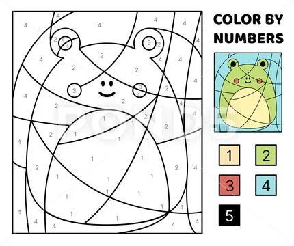 Frog. Color by number. Squishmallow. Coloring page. Game for kids ...