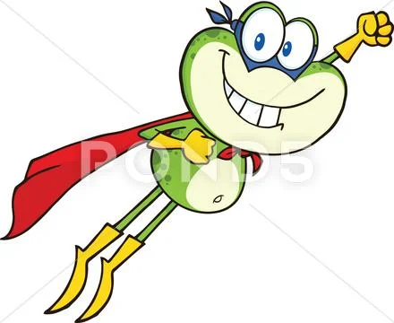 Frog Superhero Cartoon Character Flying: Graphic #45526873