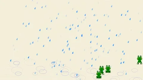 frogs and rain background and 2d animati... | Stock Video | Pond5