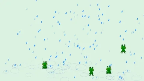 frogs and rain background and 2d animati... | Stock Video | Pond5