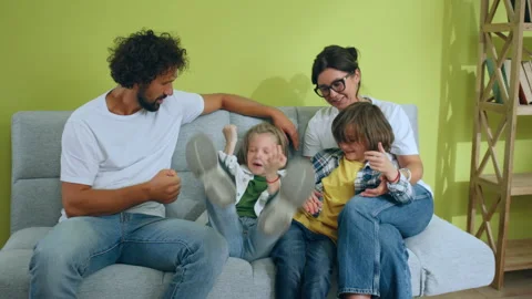 In front of the camera happy two kids an... | Stock Video | Pond5