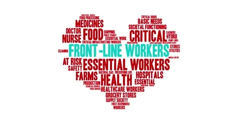 Front Line Workers animated word cloud o... | Stock Video | Pond5