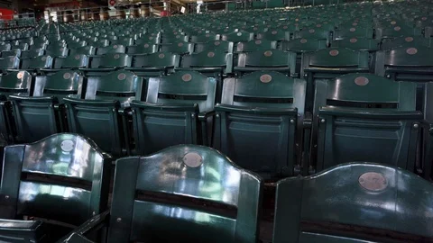 Front Row Stadium Seating with Empty Gre... | Stock Video | Pond5