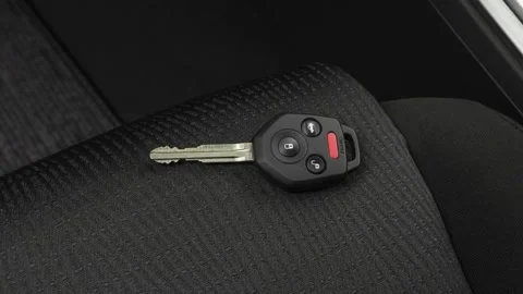 Front seat in car interior with keys clo... | Stock Video | Pond5