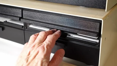 Front view of 8-inch floppy disk drive, ... | Stock Video | Pond5