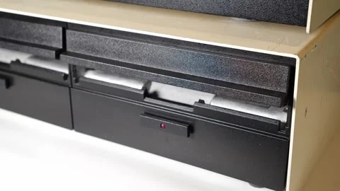 Front view of 8-inch floppy disk drive, ... | Stock Video | Pond5