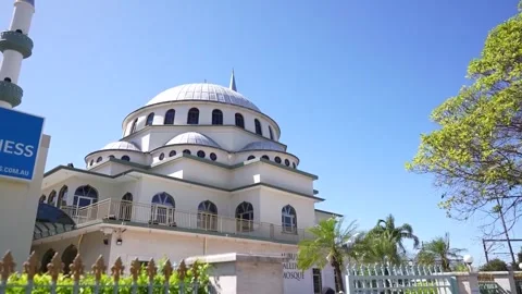 Front view of Beautiful mosque named aub... | Stock Video | Pond5