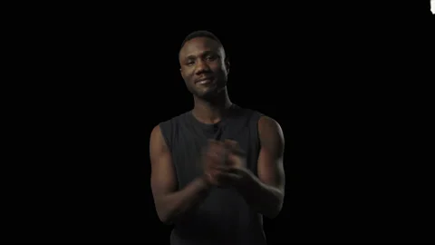 Front View of Black Man Clapping on Alph... | Stock Video | Pond5