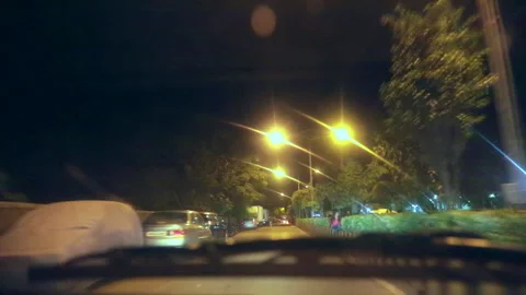 Front View of A Car Running on road in n... | Stock Video | Pond5