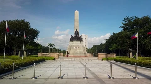 Front view of Jose Rizal memorial statue... | Stock Video | Pond5