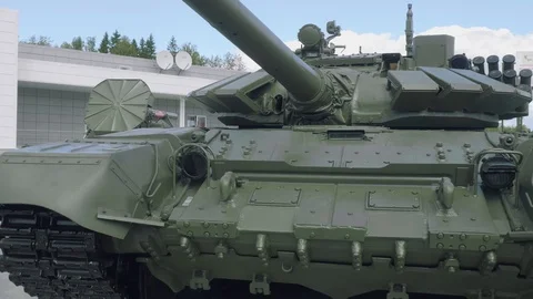 Front view of main battle tank T-72B3. N... | Stock Video | Pond5