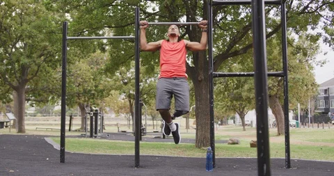Front view man with prosthetic leg doing... | Stock Video | Pond5