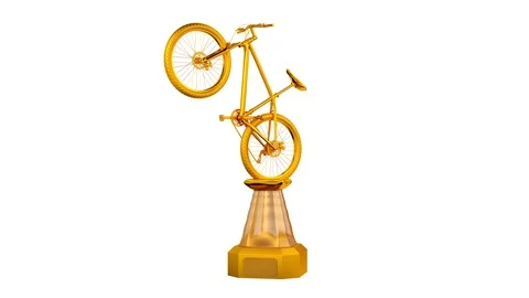 Front View of Mountain Bike Gold Trophy ... | Stock Video | Pond5