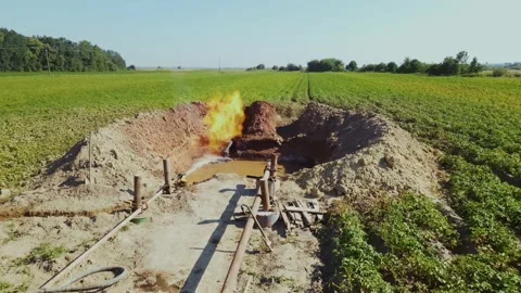 Front view of pit filled with substance ... | Stock Video | Pond5