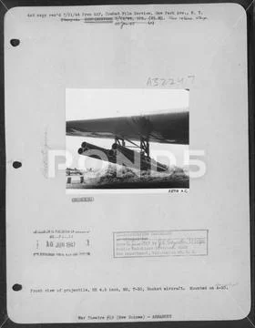Front view of projectile, HE 4.5 inch, M8, T-30, Rocket aircraft ...