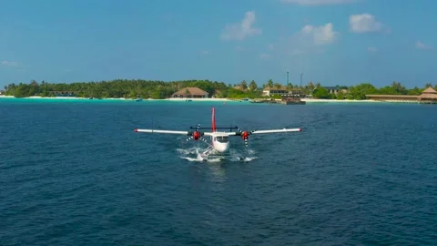 Front view on Seaplane taking off in a t... | Stock Video | Pond5