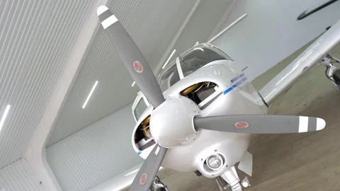 Front view of single engine propeller ai... | Stock Video | Pond5