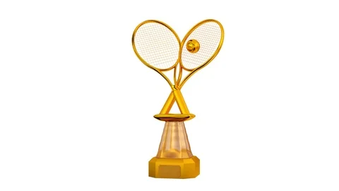 Front View of Tennis Racket Gold Trophy ... | Stock Video | Pond5