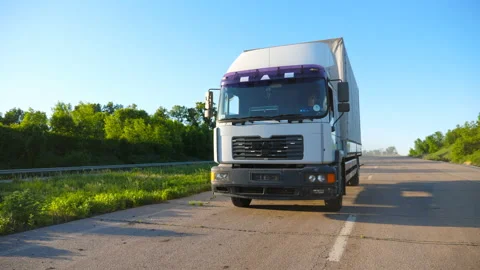 Front view of truck with cargo trailer d... | Stock Video | Pond5