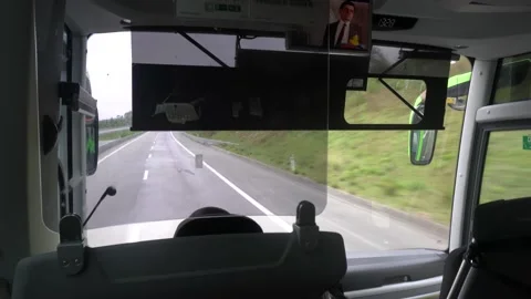 Front window of bus driving driver highw... | Stock Video | Pond5