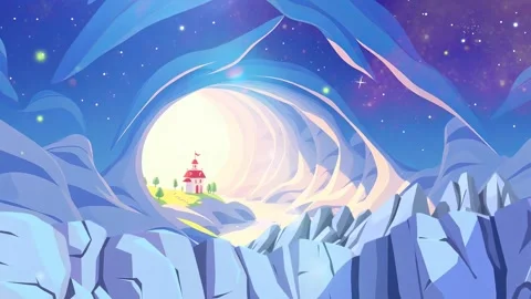Frozen cave with castle landscape cartoo... | Stock Video | Pond5