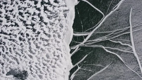 Frozen Dillon Reservoir, Bird's Eye View... | Stock Video | Pond5