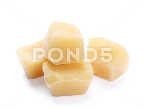 Frozen fruit puree cubes on white background Stock Image #224210571