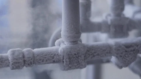 Frozen Ice Covered Liquid Nitrogen Pipes... | Stock Video | Pond5