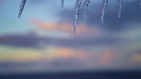 Frozen Icicles and Camera Rack Focus to ... | Stock Video | Pond5