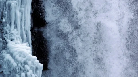 Frozen Waterfall close-up view slow moti... | Stock Video | Pond5
