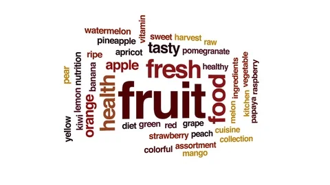 Fruit animated word cloud, text design a... | Stock Video | Pond5
