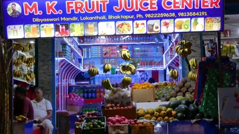 Fruit shop with different types of fruit... | Stock Video | Pond5