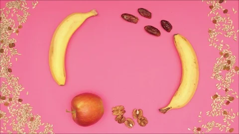 Fruits rotating stop motion on pink back... | Stock Video | Pond5