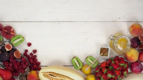 Fruits stop motion animation copy space ... | Stock Video | Pond5