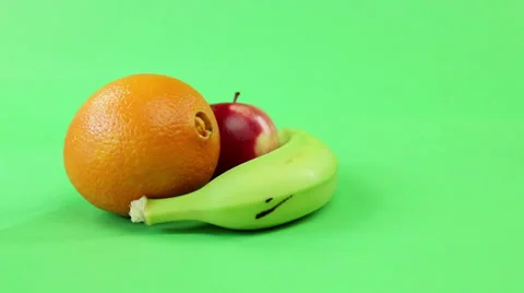 fruits turning on green screen | Stock Video | Pond5