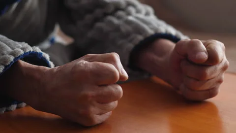 frustrated angry elderly man hits the ta... | Stock Video | Pond5